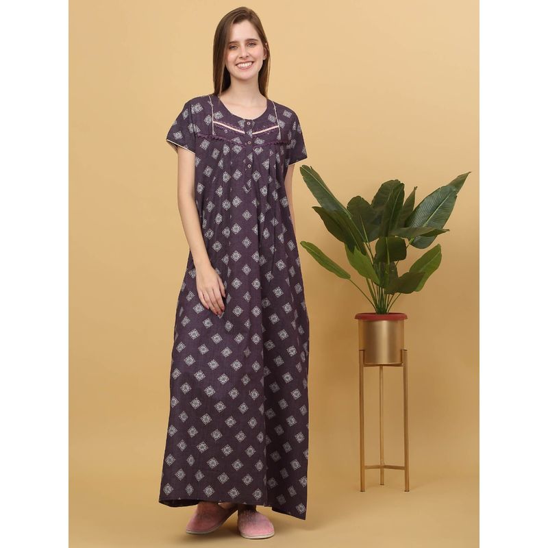 Buy Sweet Dreams Women Printed Full Length Night Dress Online