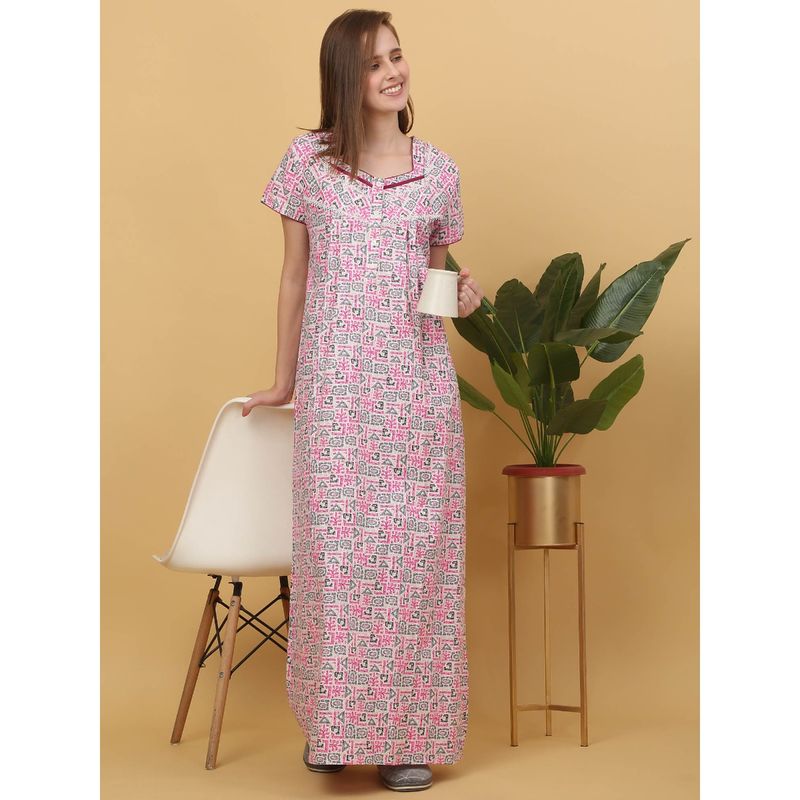 Buy Sweet Dreams Women Printed Full Length Night Dress Online
