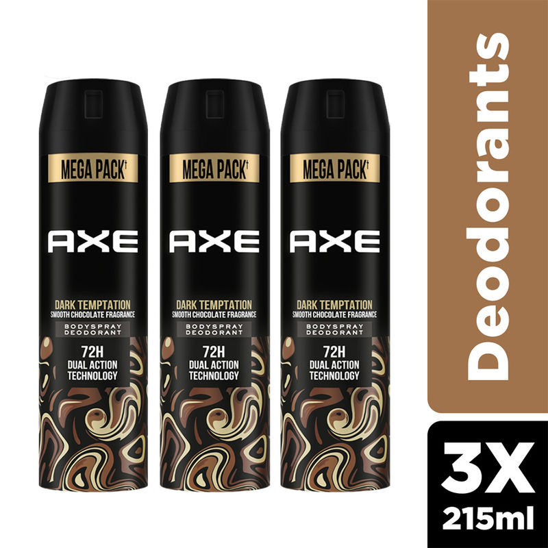 Buy Axe Dark Temptation Long Lasting Deodorant Body Spray - 215ml x 3 ...