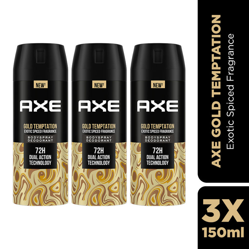 Buy Axe Gold Temptation Long Lasting Deodorant Body Spray - 150ml x 2 ...