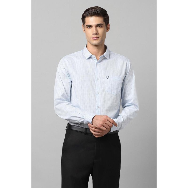 Buy Allen Solly Men Blue Slim Fit Print Full Sleeves Formal Shirt Online