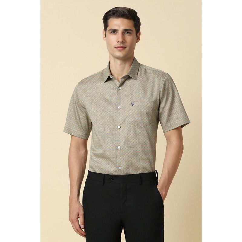 Buy Allen Solly Men Brown Slim Fit Print Half Sleeves Formal Shirt Online