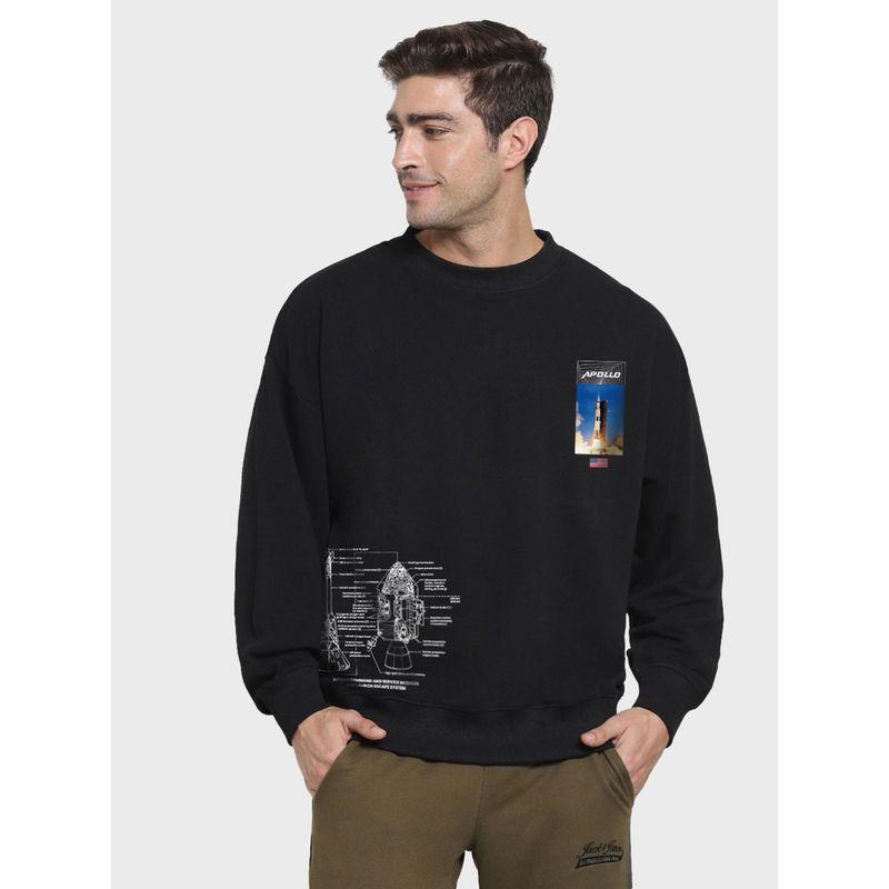 Buy Bewakoof X Official Nasa Merchandise Black Apollo Graphic Oversized ...