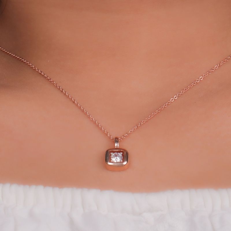 Praavy 925 Sterling Silver Posh Diamond Necklace Platted In Rose Gold ...