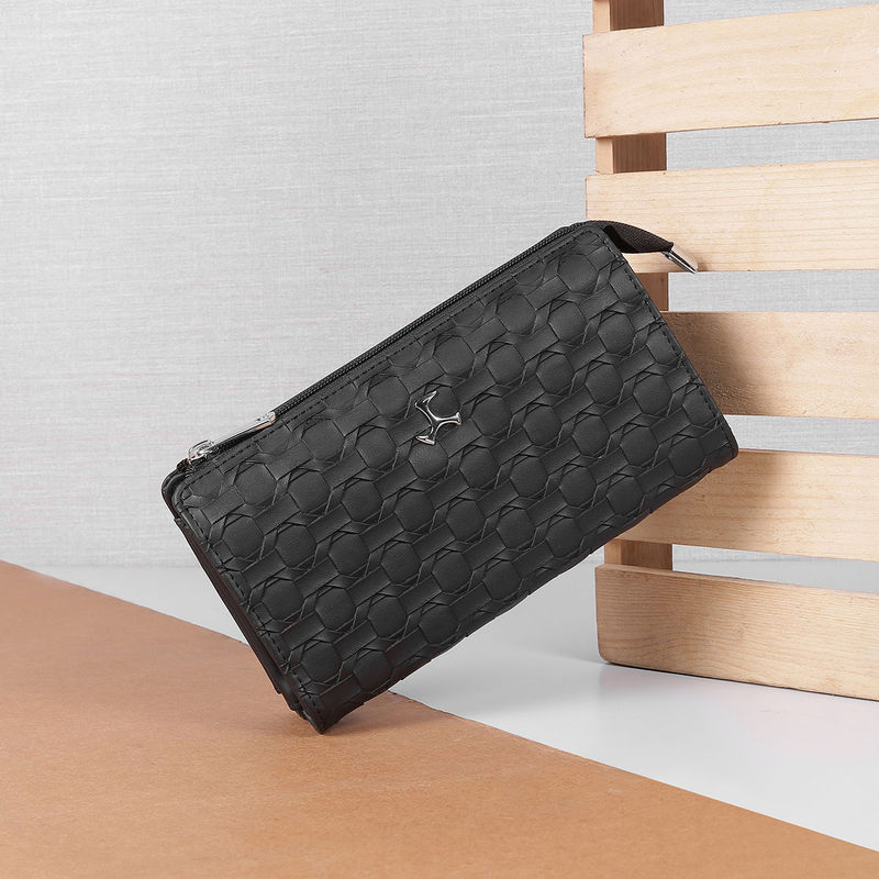 Buy Mochi Solid Black Casual Wallet Online