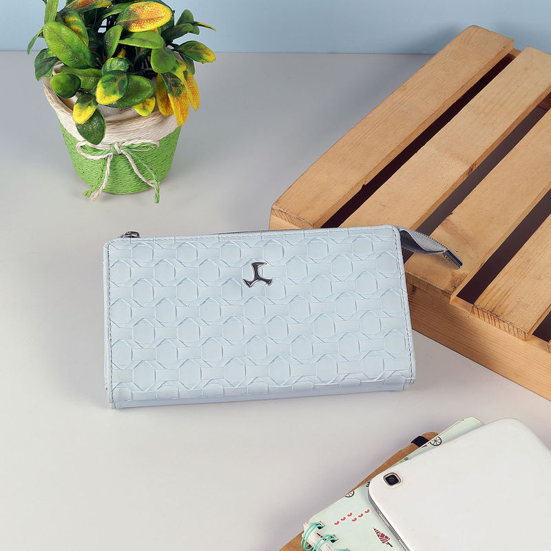 Buy Mochi Solid Blue Casual Wallet Online