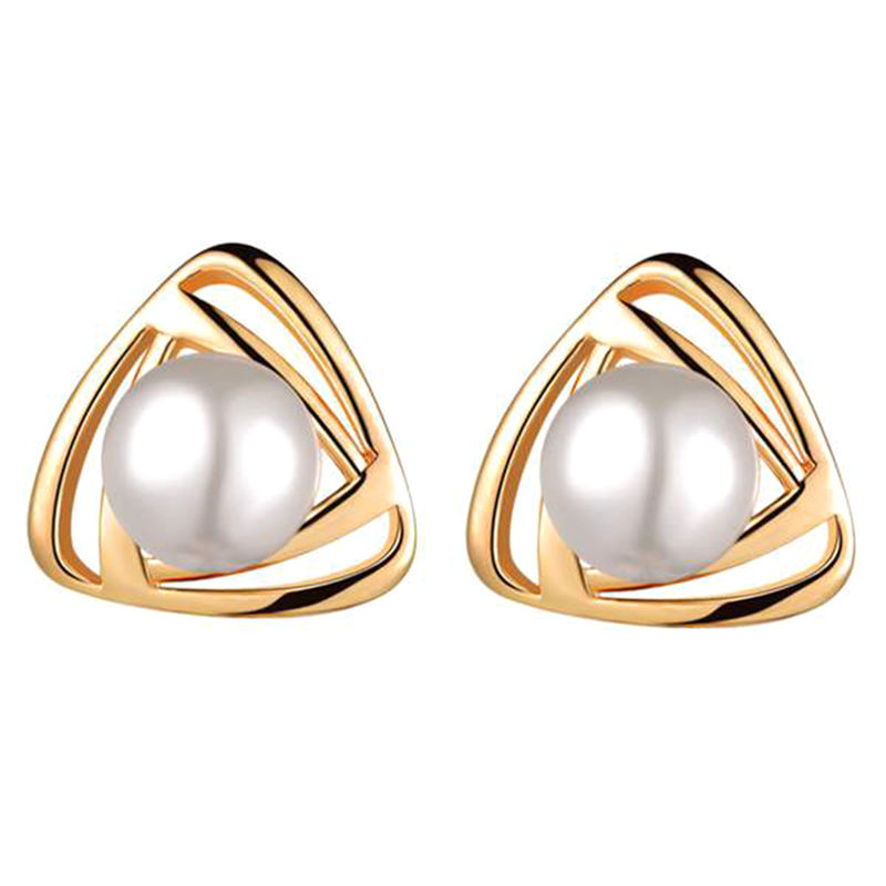 Buy Peora Gold Plated Pearl Triangle Stud Earrings for Women (PX9E50G ...