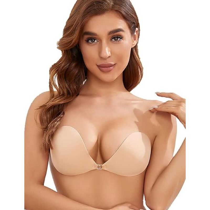 Buy BRACHY Beige Solid Silicon Non-Wired Lightly Padded Bandeau Bra Online