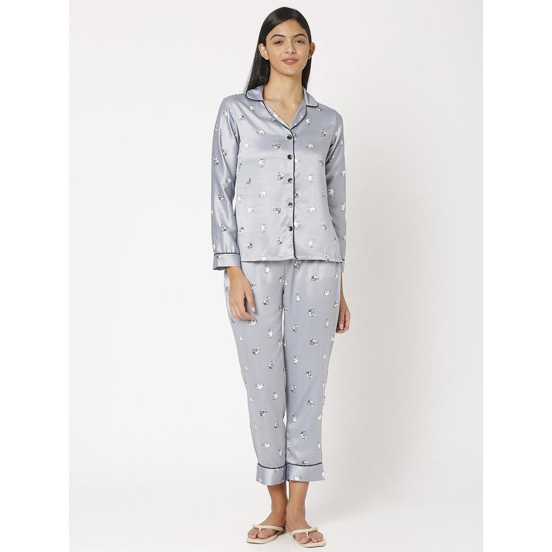 Buy Smarty Pants Women Silk Satin Elephant Print Night Suit (Set of 2 ...