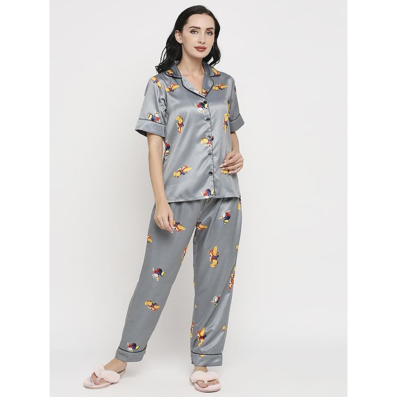 Buy Smarty Pants Women Silk Satin Stuart Little Printed Night Suit (Set ...