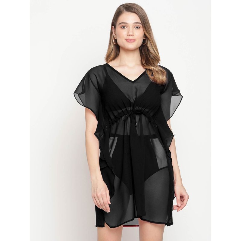 Buy Erotissch Women Black Semi-Sheer Cover-Up Beach Dress (M) Online