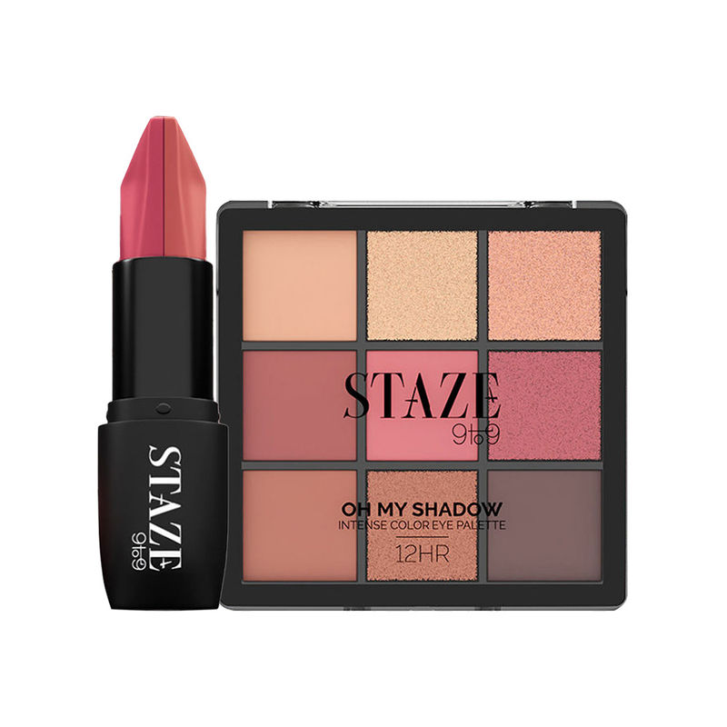 Buy Staze 9 To 9 Peek-A-Pout Combo | 3 In 1 Lipstick + Eyeshadow Online