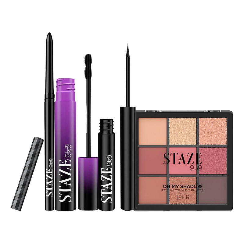 Buy Staze 9 To 9 Eye Makeover Essentials | Mascara + Kajal + Eye Liner ...