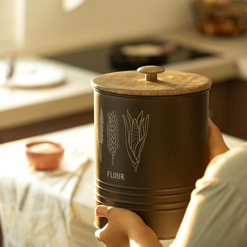 Buy Ellementry Charcoal Grain Storage Barrel With Wooden Lid Brown Online