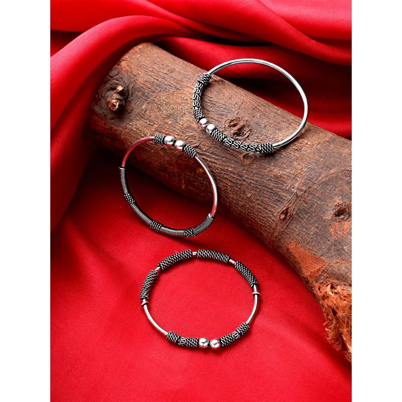 Buy Yellow Chimes German Silver Oxidised Kolhapuri Stones Open Kada ...