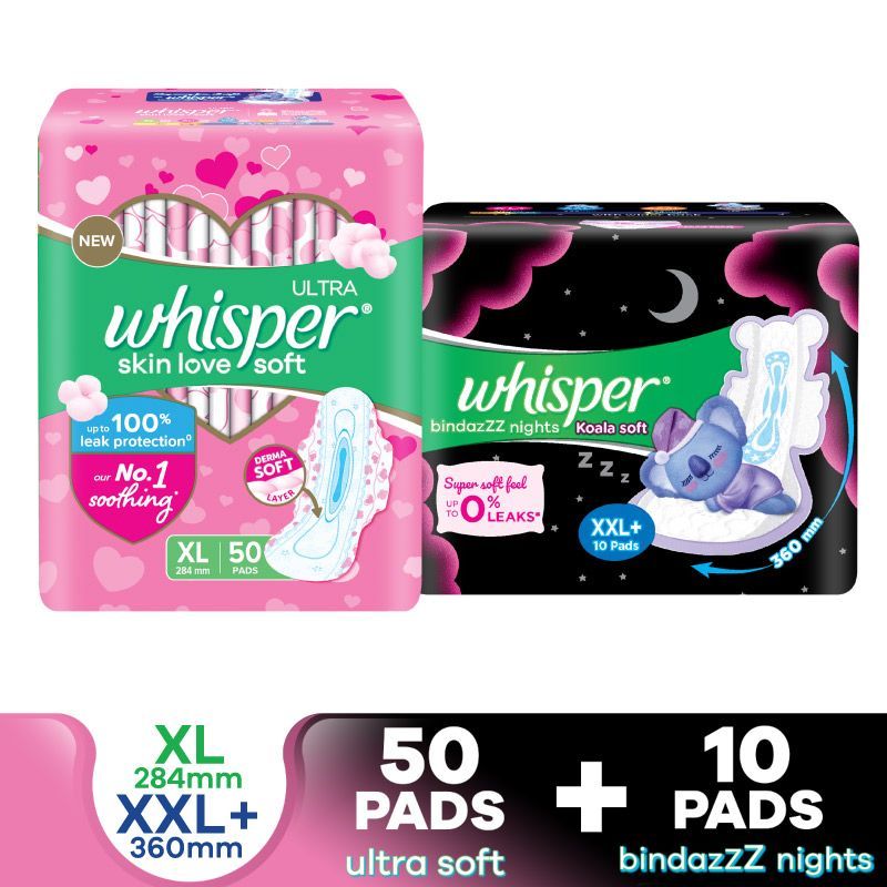 Buy Whisper Ultra Soft Xl 50s + Nights Koala Soft Xxl+ 10s Pack Online