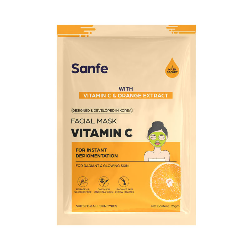 Buy Sanfe Vitamin C Face Sheet Mask, Korean Skincare For Instant Glow ...