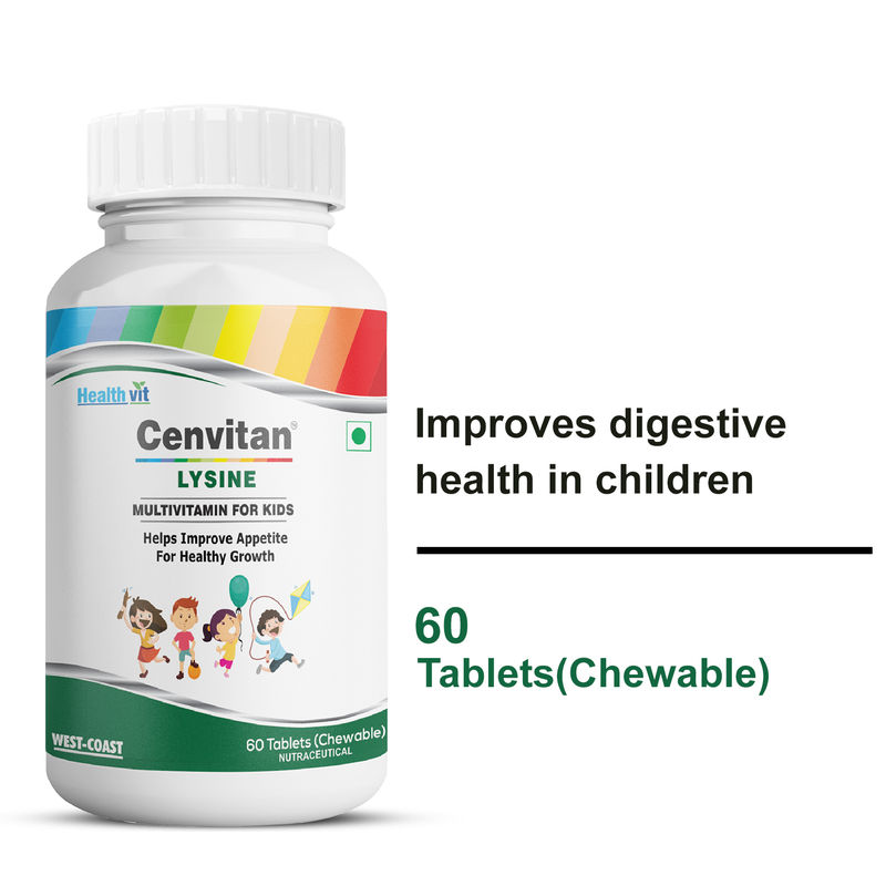 Buy Healthvit Cenvitan Lysine (Multivitamin & Multimineral For Kids) 60 ...