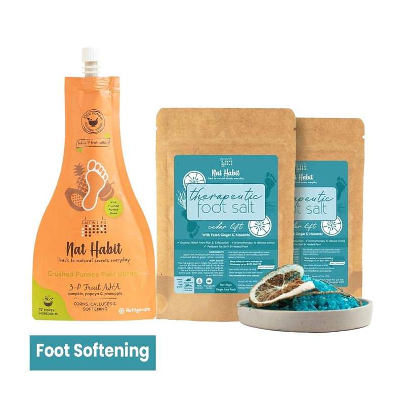 Buy Nat Habit 3P- AHA Foot Ubtan, Foot Mask & Cedar Lift Foot Salt for ...