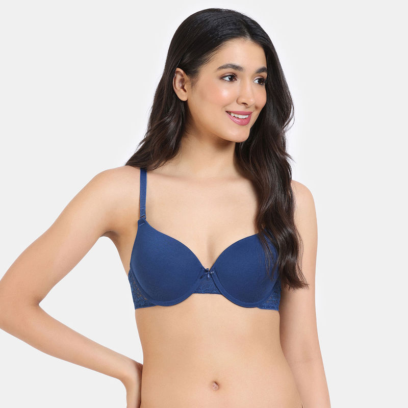 Buy Zivame Beautiful Basics Push-Up Wired Medium Coverage Bra - Navy Peony Online