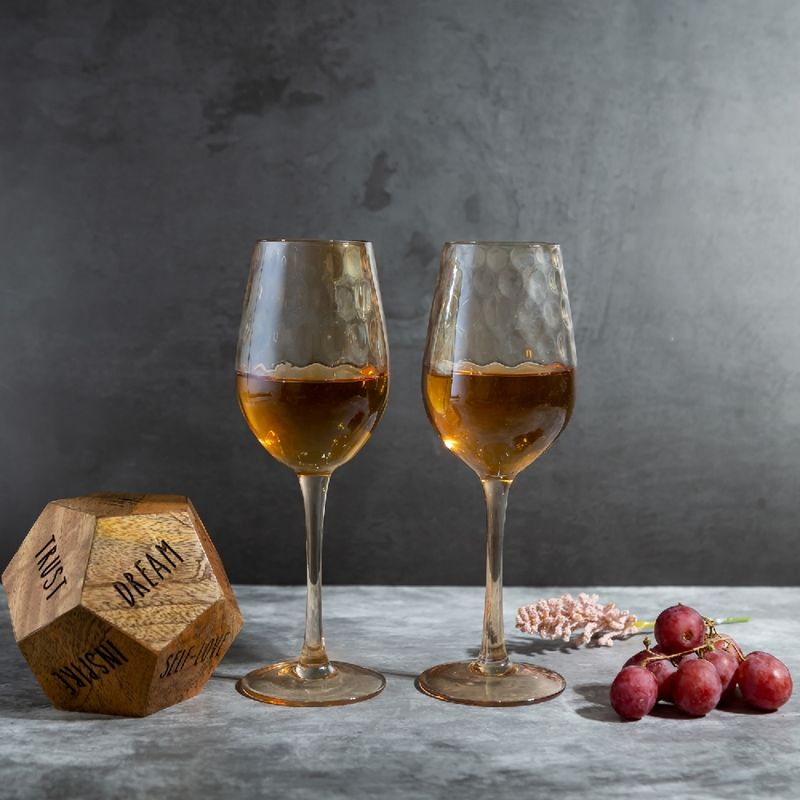 Buy EZ Life Borosilicate Glass Lead-Free - Amber Gold Colors Wine Glass ...