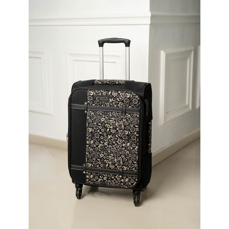 Buy Zouk Black Flo Motif Saira Trolley Bag Online
