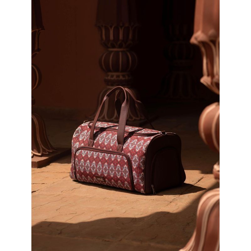 Buy Zouk Red Aravalli Abstract Weekender Duffel Bag (M) Online