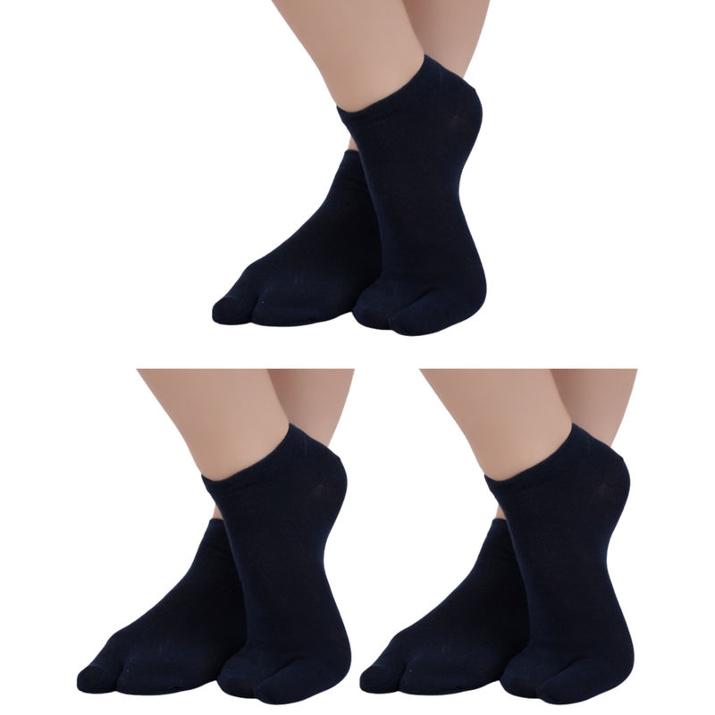 Buy NEXT2SKIN Women's Low Ankle Length Cotton Thumb Socks (Pack of 3) (Navyblue:Navyblue ...