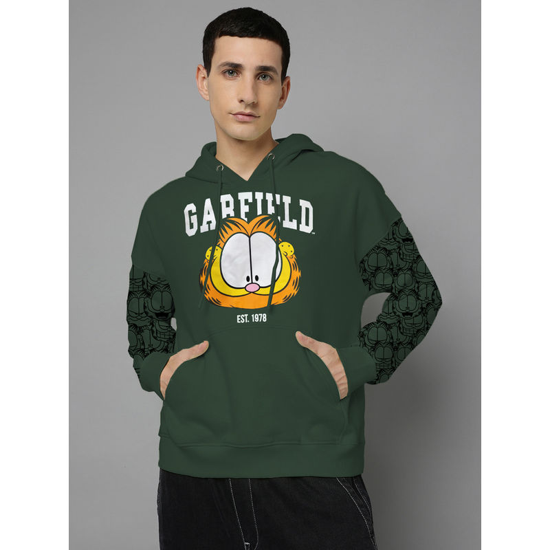 Buy Free Authority Green Garfield Graphic Oversized Hoodie Online