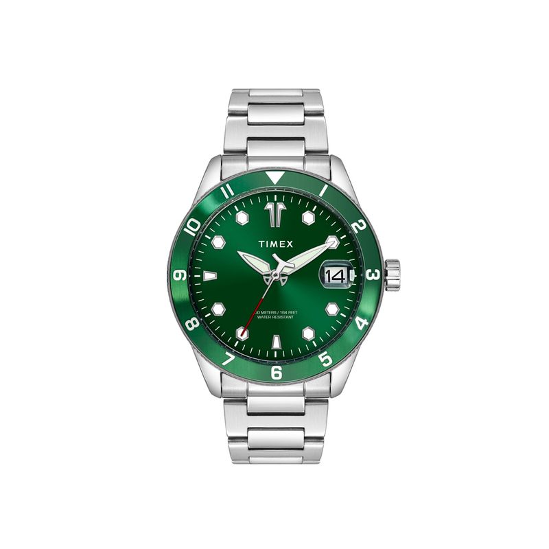 Buy Timex Men Green Round Dial Stainless Steel Analog Watch-TWEG30002 ...