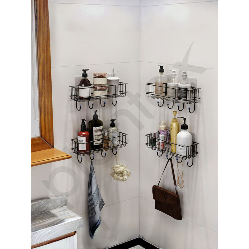Buy Plantex Gi Steel Multipurpose Bathroom Shelves with Hooks (Pack Of ...