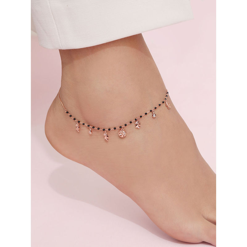 Buy Zavya Charming 925 Sterling Silver Rose Gold Plated Anklet Online