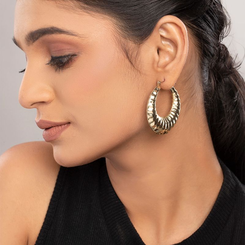 Buy PRITA Gold Plated Contemporary Hoops (M) Online