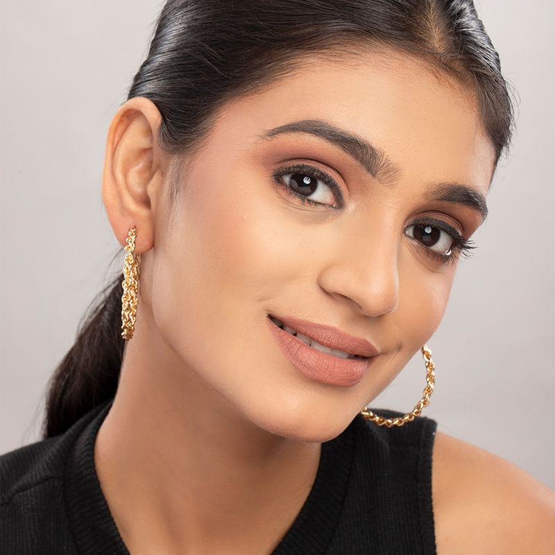 Buy PRITA Gold Plated Twisted Hoops (M) Online