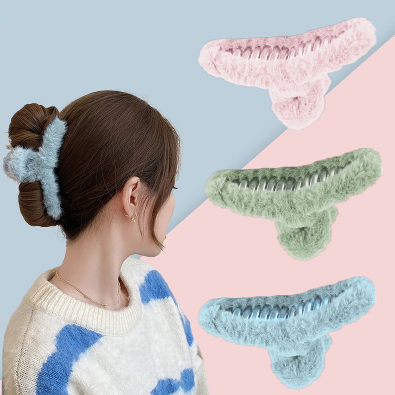 Buy Majestique Soft Faux Fleece Fur Large Hair Clutcher Hair Claw Clips ...