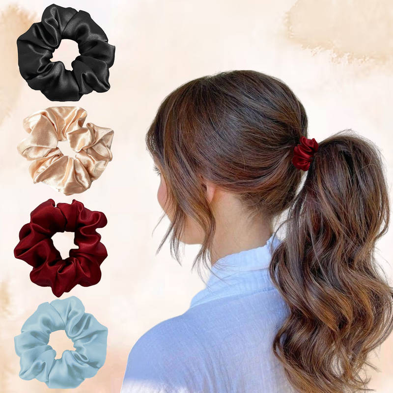 Buy Majestique Satin Silk Scrunchies Ponytail Holder Hair Accessories ...