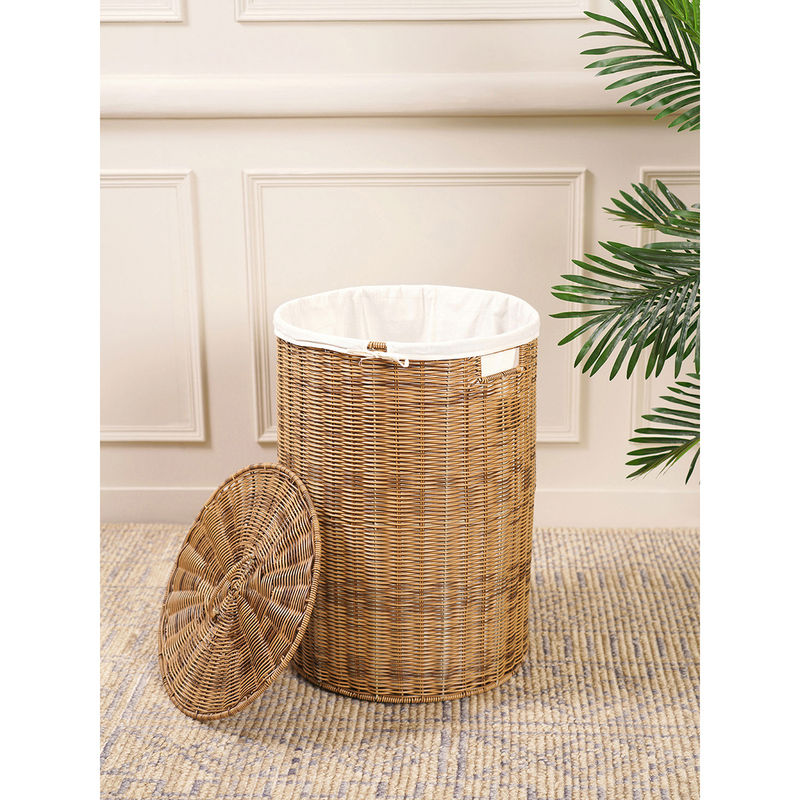 Pure Home + Living Round Heather Wicker Bin with Lid: Buy Pure Home ...
