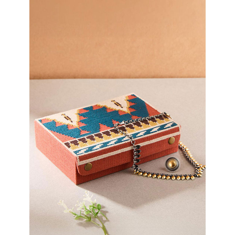 Buy Fabindia Red Fabric Aakriti Jewellery Box (S) Online