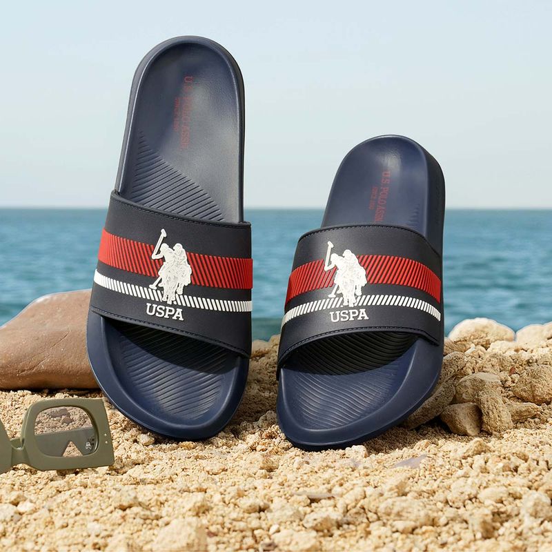 Buy U.S. POLO ASSN. Men Rafa Navy Blue Sliders Online