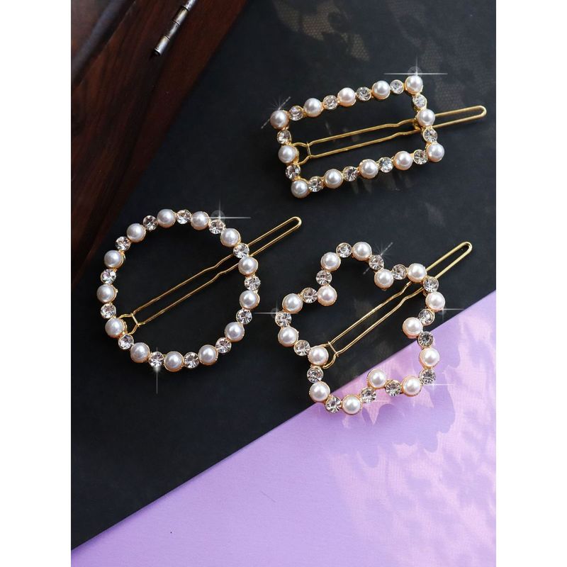 Buy Soho Boho Studio Classic Diamonds and pearl combo metal hair clips ...