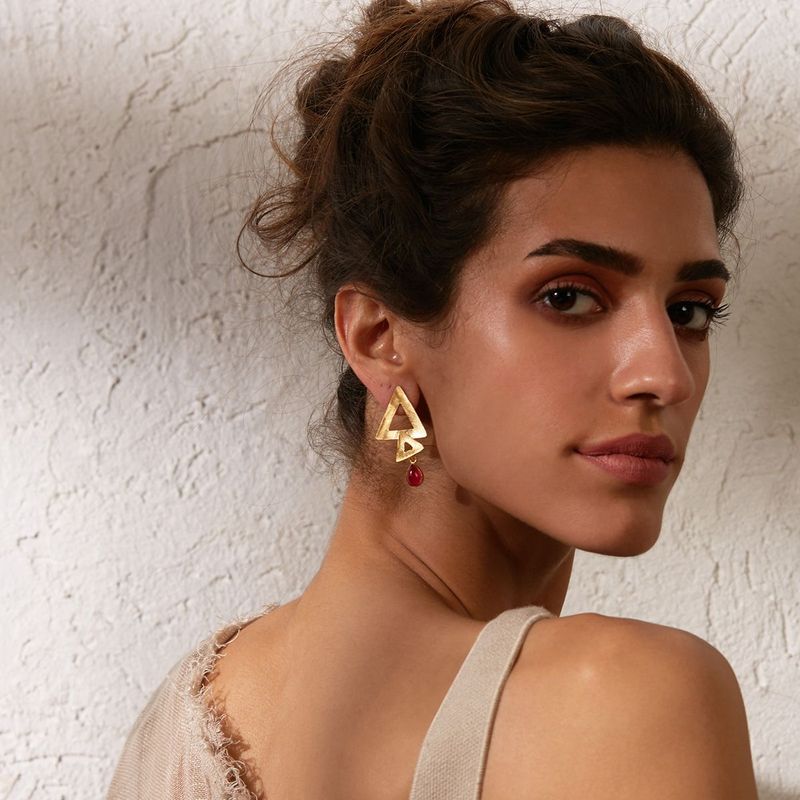 Buy Pipa Bella by Nykaa Fashion Gold-Plated Triangular Drop Earrings ...