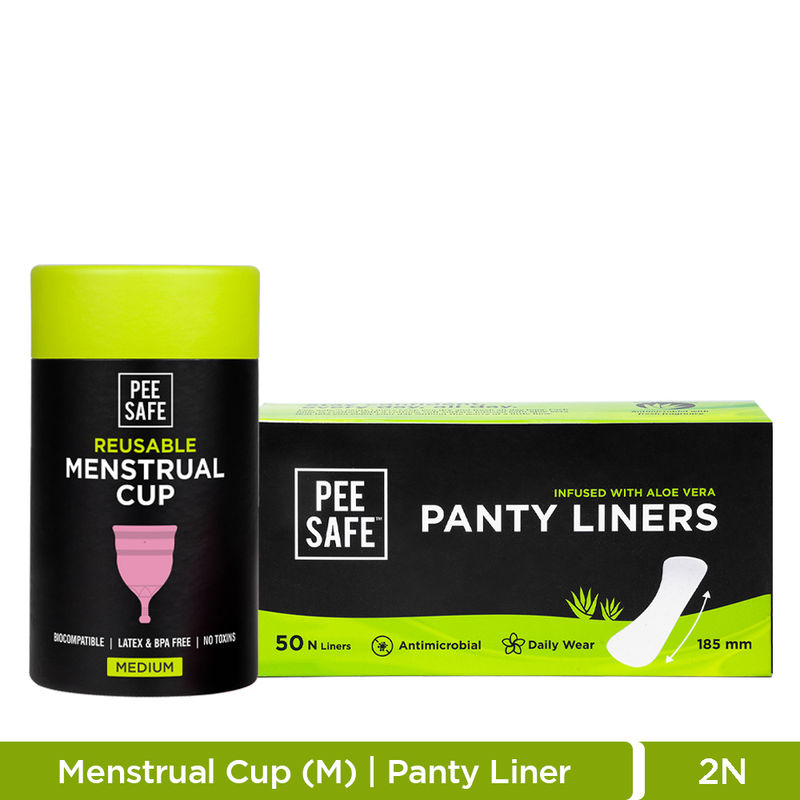 Buy Pee Safe Leakage Protection Combo (Panty Liner 50 & Menstrual Cup M ...