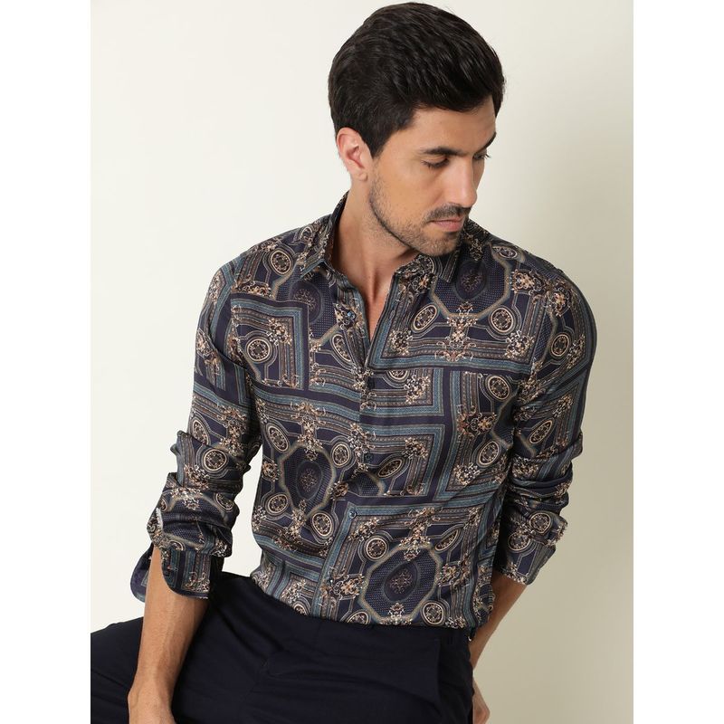 Buy RARE RABBIT Toscan Navy Casual Shirts Online