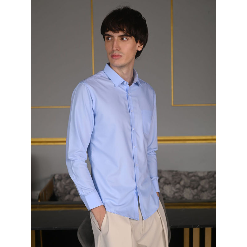 Buy Odette Blue Solid Polyester Formal Shirt for Men Online