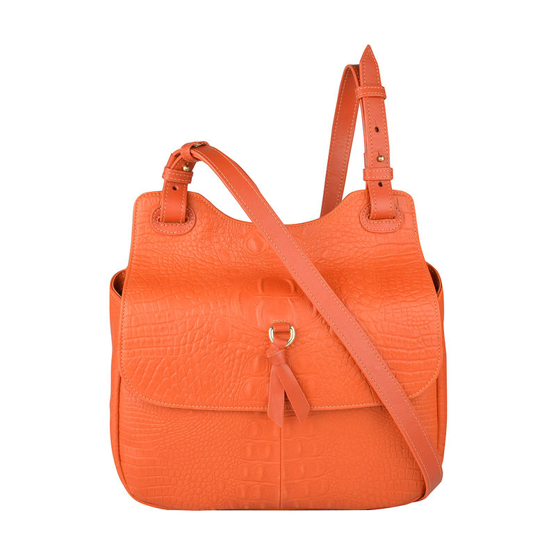 Buy Hidesign Fleur 02 Orange Hand Bag Online