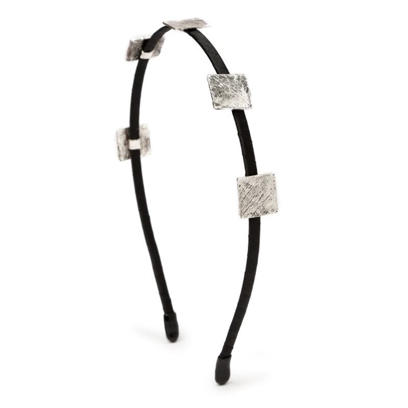 Toniq Black & Silver-Toned Hairband With Square Detail: Buy Toniq Black ...