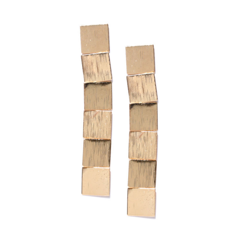 Buy Toniq Tris Block Gold Drop Earrings Online