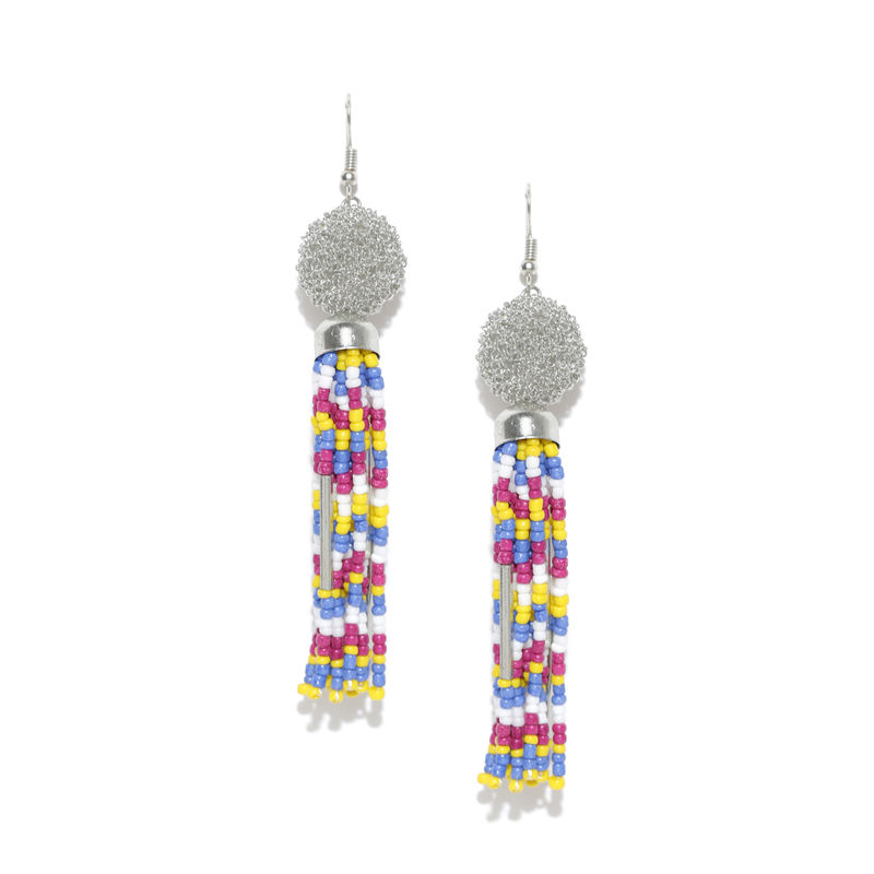 Buy Blueberry Multi Colored Beaded Drop Earrings Online