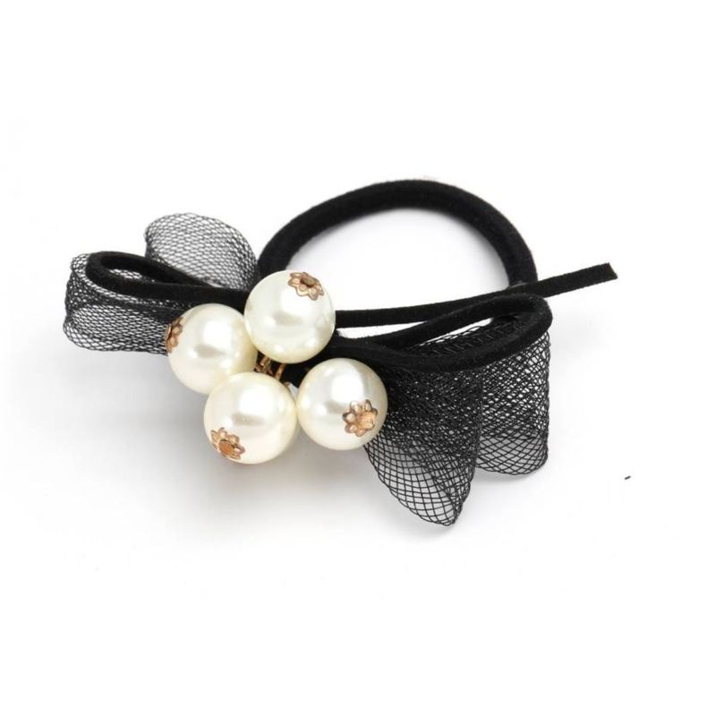 Buy Prita Pearls Studded Black Ponytail Holder Online