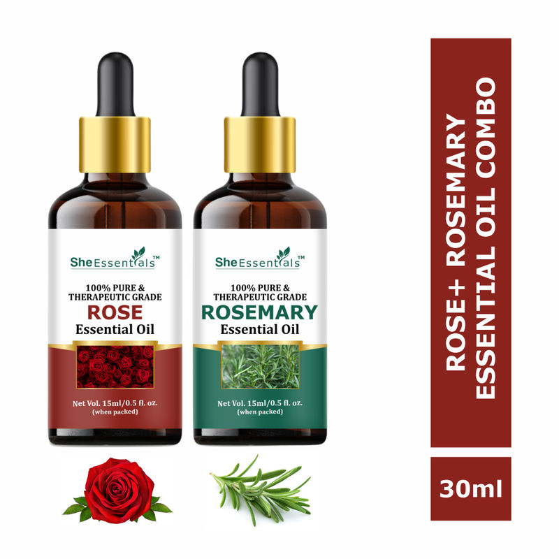 Buy She Essentials Rose Oil & Rosemary Essential Oil Combo - Skincare ...